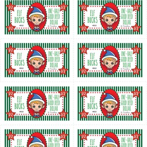 Christmas Elf Chore List & Reward Instant Download Earn Elf Bucks ...