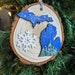 Hand Painted Michigan Northern Lights Wood Ornament Original With ...