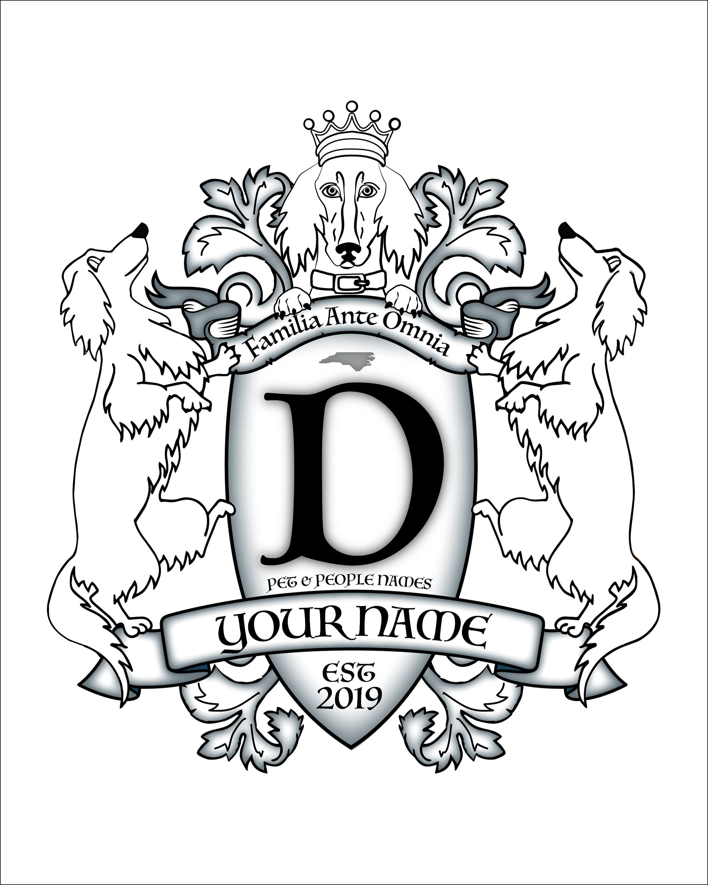 Dachshund Family Crest Digital Print | Doxie Owner Handmade Heirloom ...