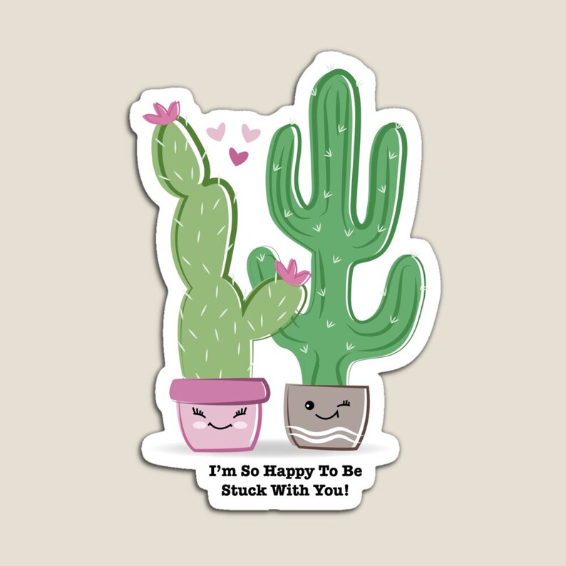 Happy to Be Stuck With You Cactus Lovers Valentines Card - Instant ...