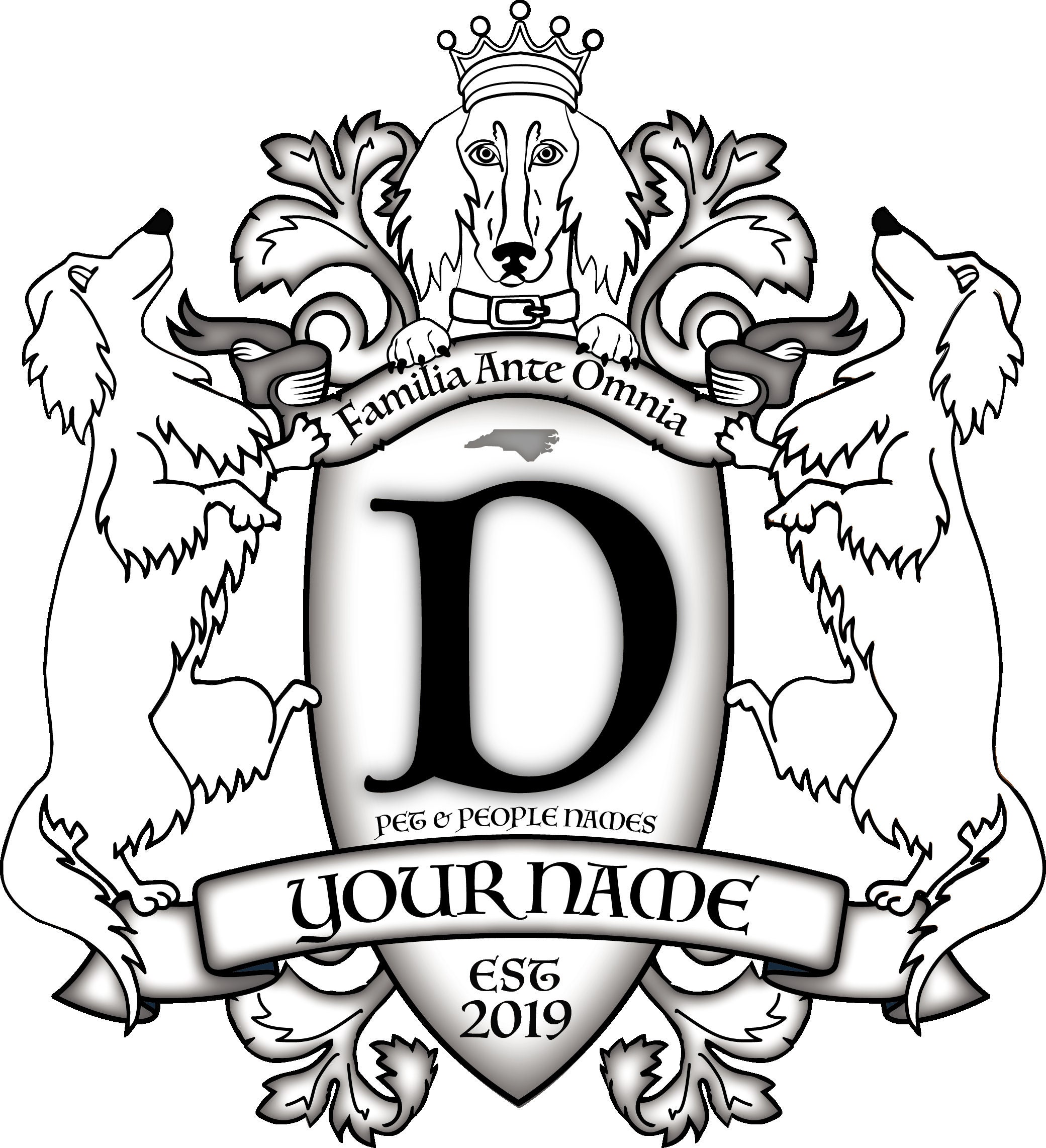 Dachshund Family Crest Digital Print | Doxie Owner Handmade Heirloom ...