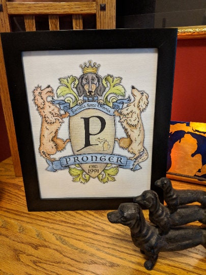 Dachshund Family Crest Digital Print Doxie Owner Handmade Heirloom ...