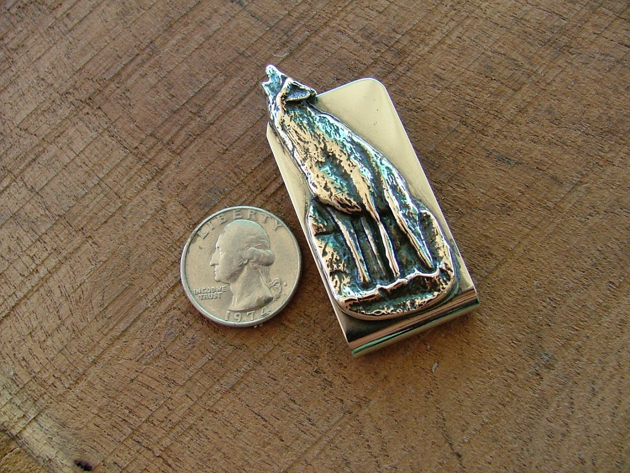 Bronze Howling Wolf Money Clip - Etsy