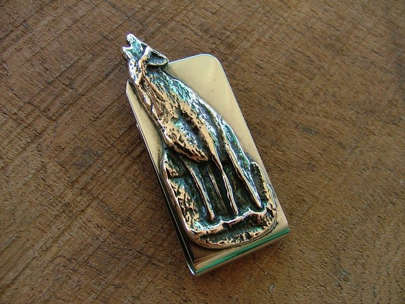 Bronze Howling Wolf Money Clip - Etsy