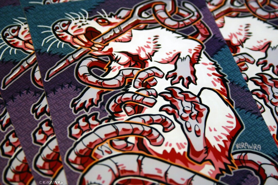 Stitched Rat 4x6 Art Print || Glossy Photo Labrat Needle White Red ...