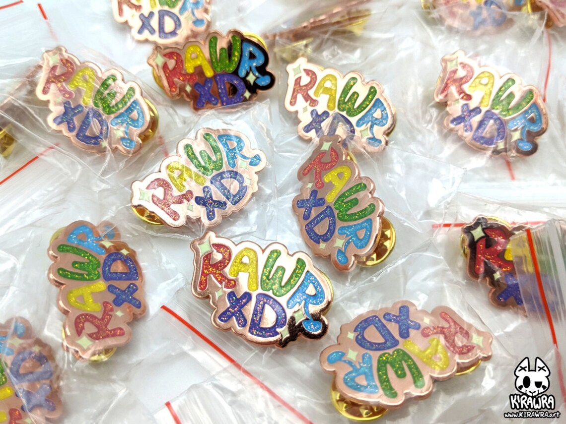 RAWR Xd Pin Hard Enamel Rainbow Sparkledog Scene 2000s - Etsy