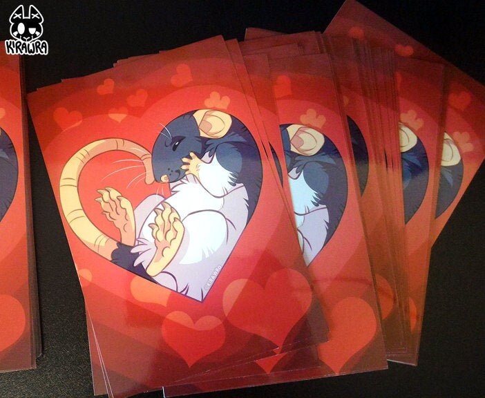 Heart Rat 4x6 Art Print || Glossy Photo Rodent Cute Animals Pets Pet ...