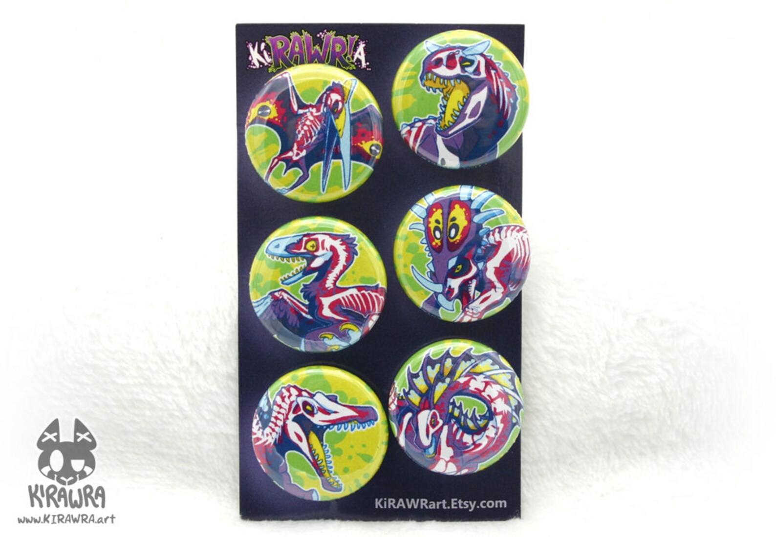 Rad Dinosaur Pinback Button Set 1 Inch Dino Radioactive - Etsy