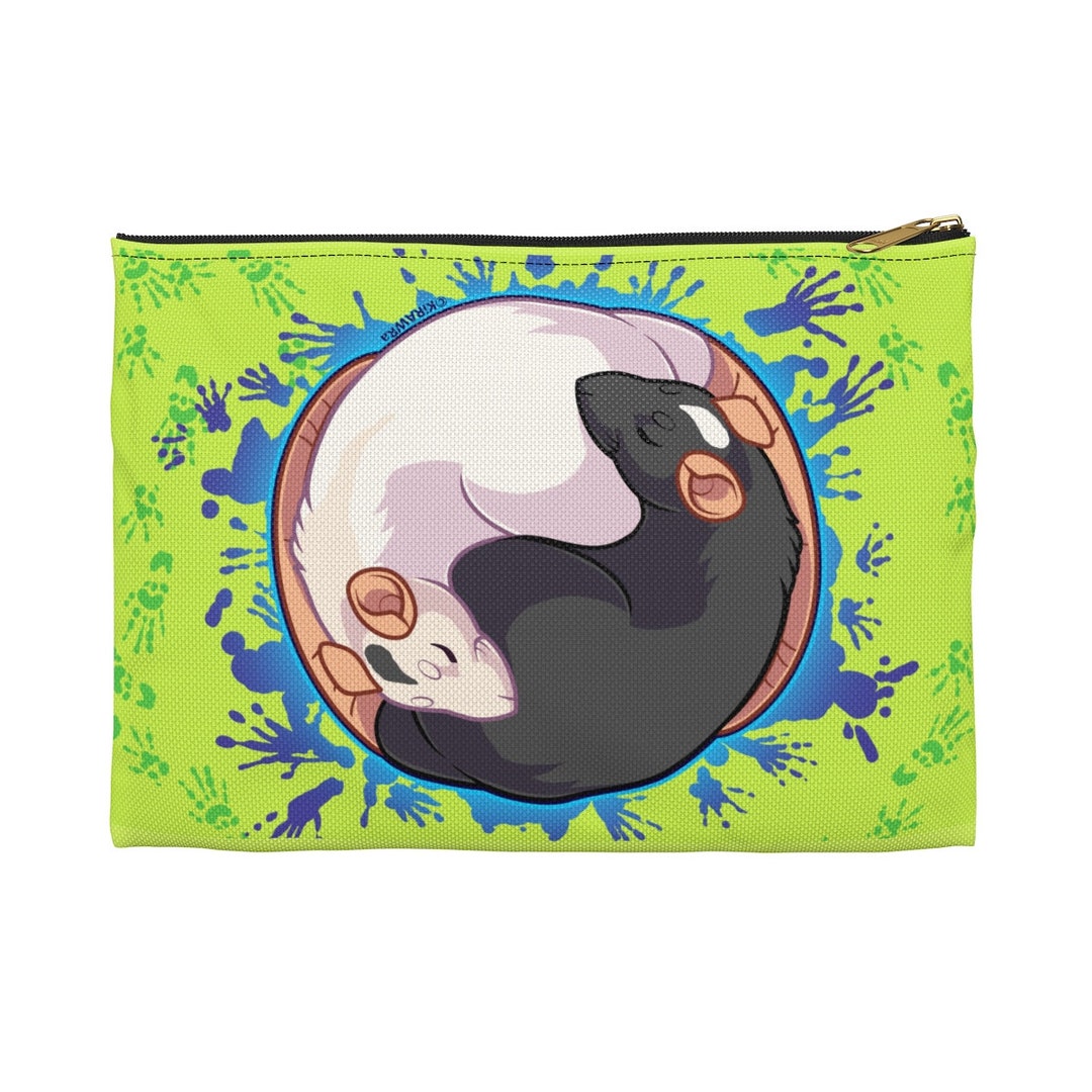 Yin Yang Rats Zipper Pouch || Choose Size Pencil Case Makeup Bag Art ...