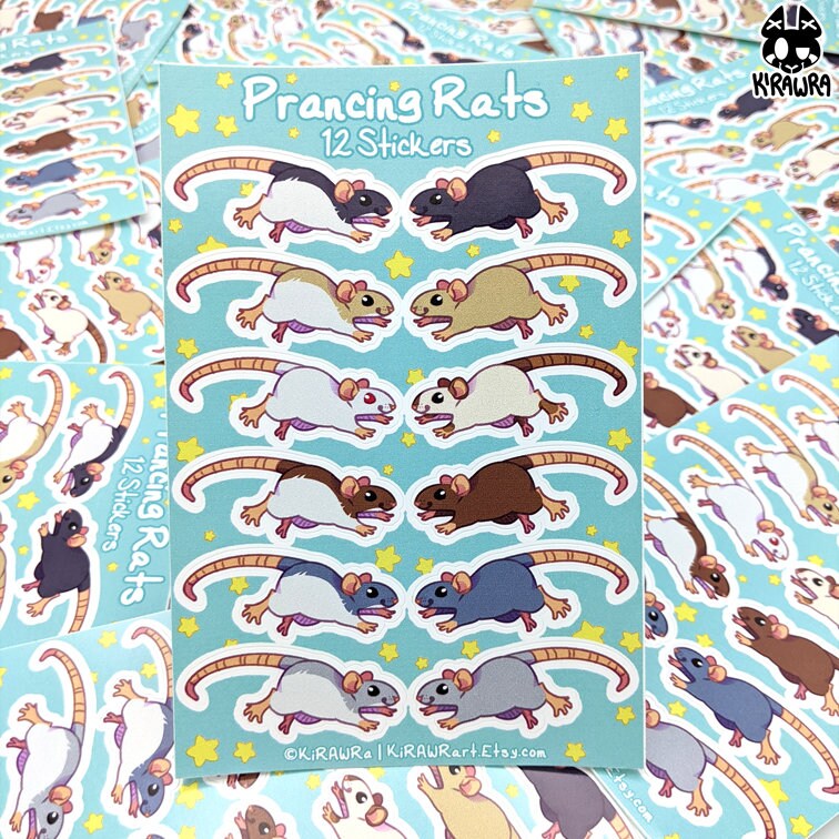 Prancing Rats Sticker Sheet 12 Stickers Adhesive Vinyl Rat - Etsy