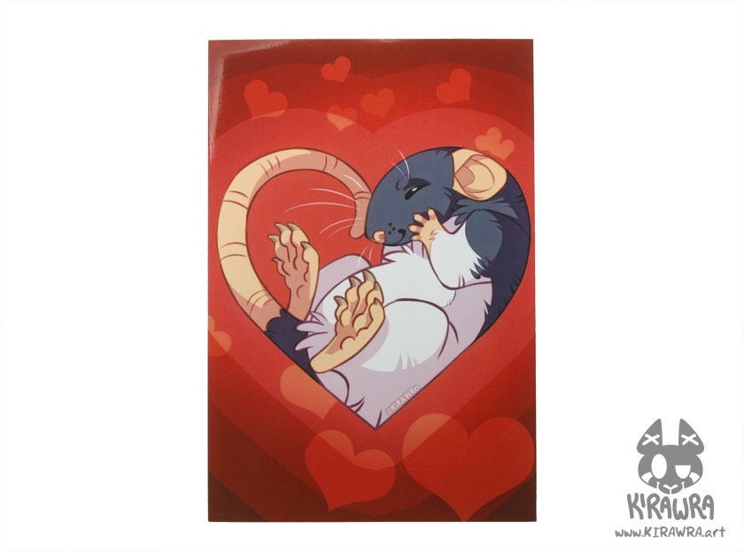 Heart Rat 4x6 Art Print || Glossy Photo Rodent Cute Animals Pets Pet ...