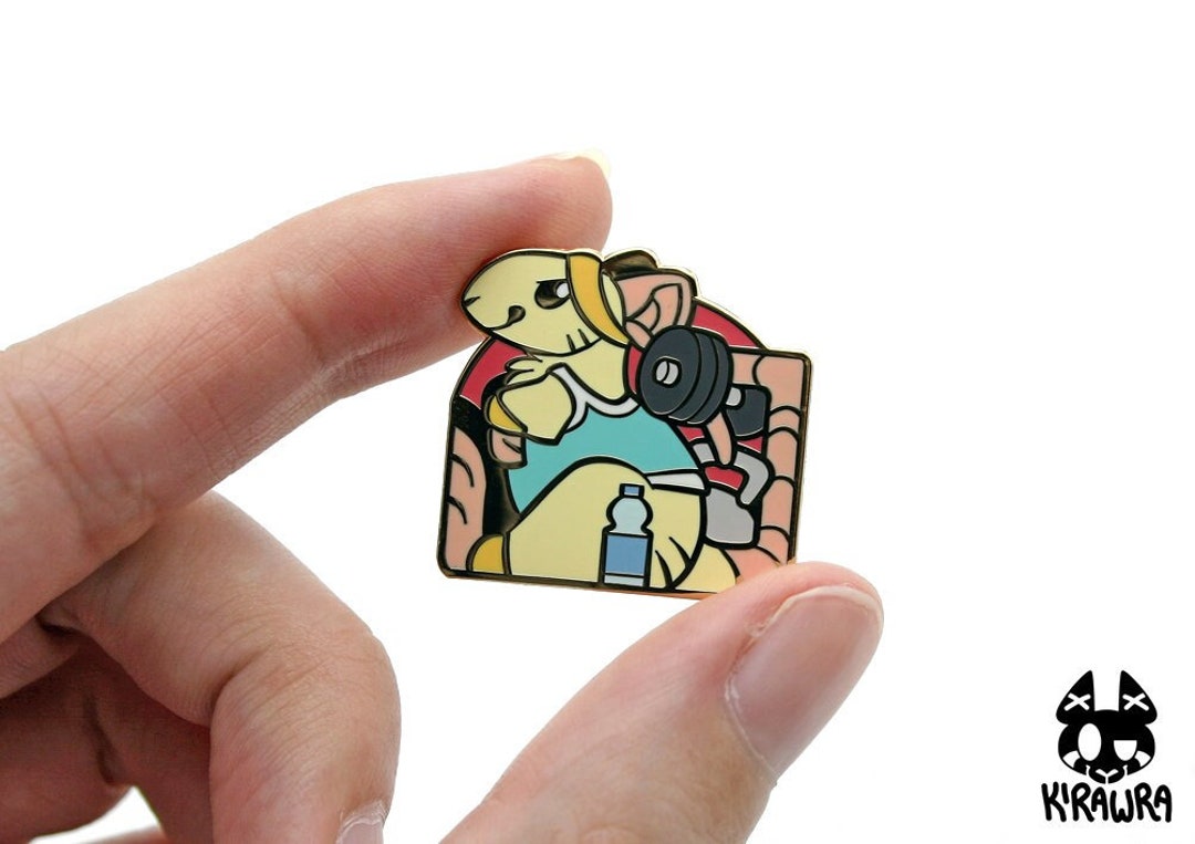 Gym Rat Pin || Pun Rats Hard Enamel Funny Cute Pets Gold Metal Lapel ...