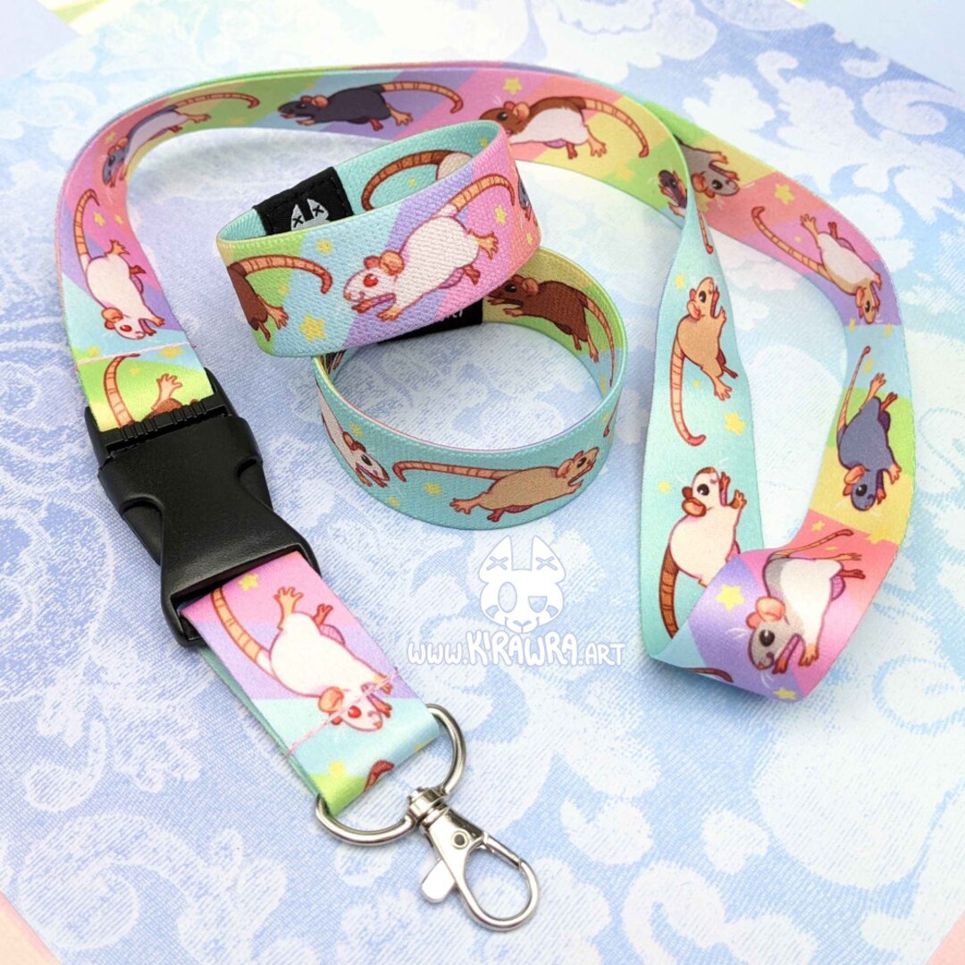 Prancing Rats Double-sided Lanyard & Wristband || Reversible Elastic ...