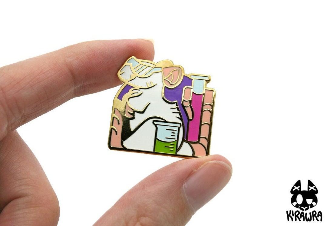 Lab Rat Pin || Pun Rats Hard Enamel Funny Cute Pets Fancy Gold Metal ...