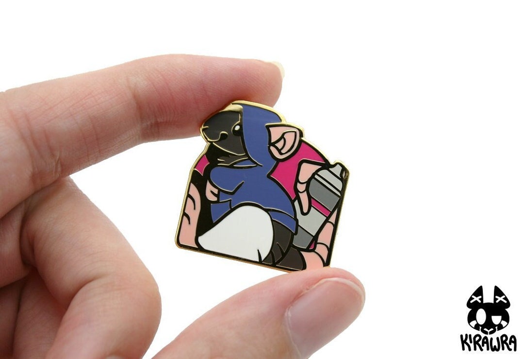 Hood Rat Pin || Pun Rats Hard Enamel Funny Cute Pets Fancy Gold Metal ...