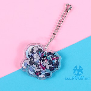 Holographic Sparkledog Acrylic Charm || Rainbow Sparkly Gloomdog ...