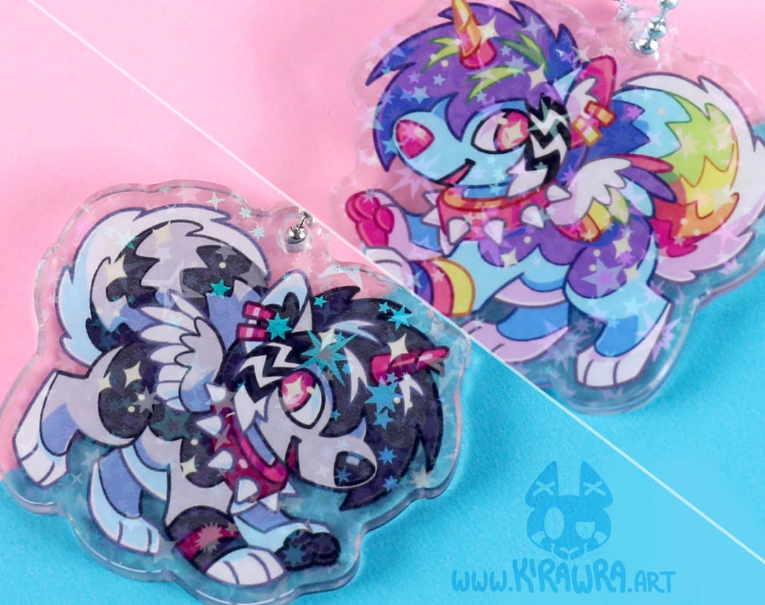 Holographic Sparkledog Acrylic Charm || Rainbow Sparkly Gloomdog ...