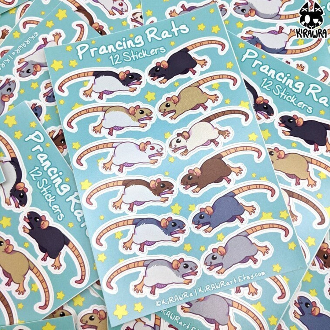 Prancing Rats Sticker Sheet || 12 Stickers Adhesive Vinyl Rat Cute ...