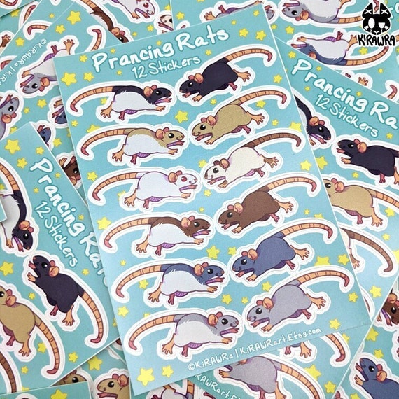 Prancing Rats Sticker Sheet 12 Stickers Adhesive Vinyl Rat | Etsy