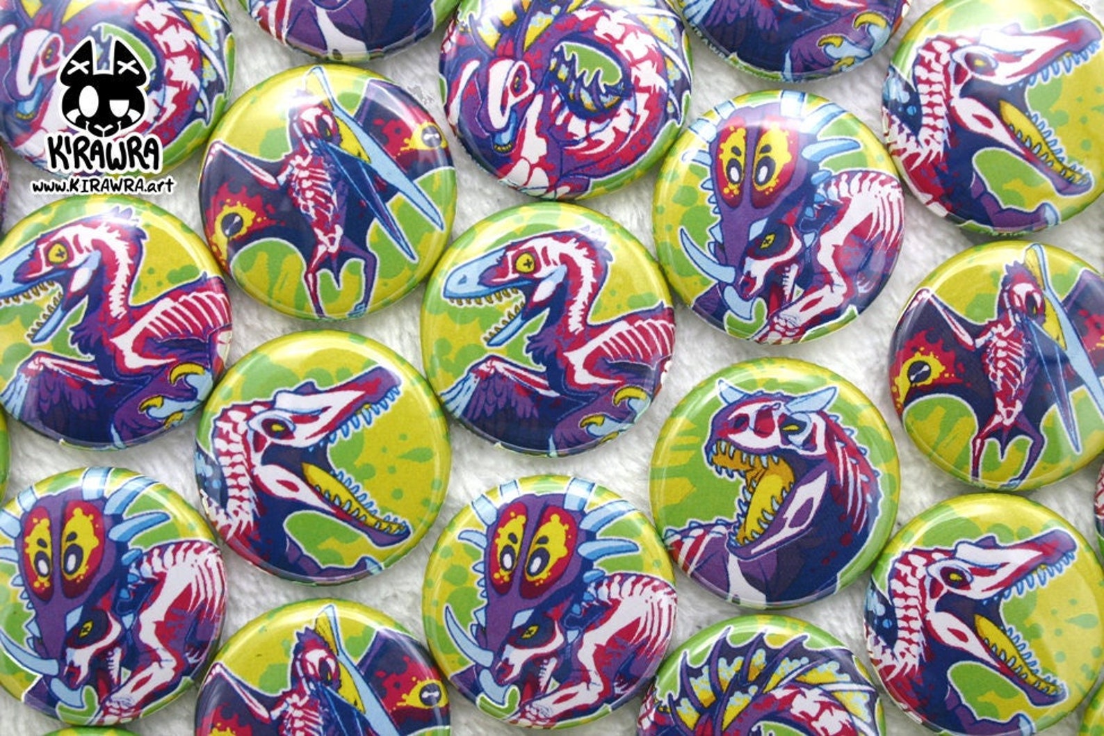 Rad Dinosaur Pinback Button Set 1 Inch Dino Radioactive - Etsy