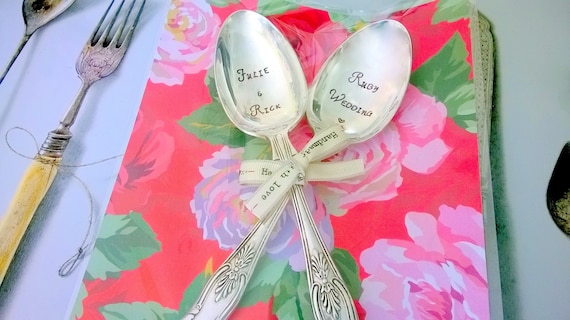Anniversary Pair of Vintage Spoons Personalised Ruby | Etsy UK