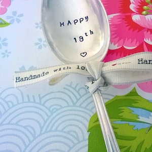 Personalised Birthday Stamped Spoon, 18th, 21st, 30th, 40th, 50th, 60 ...