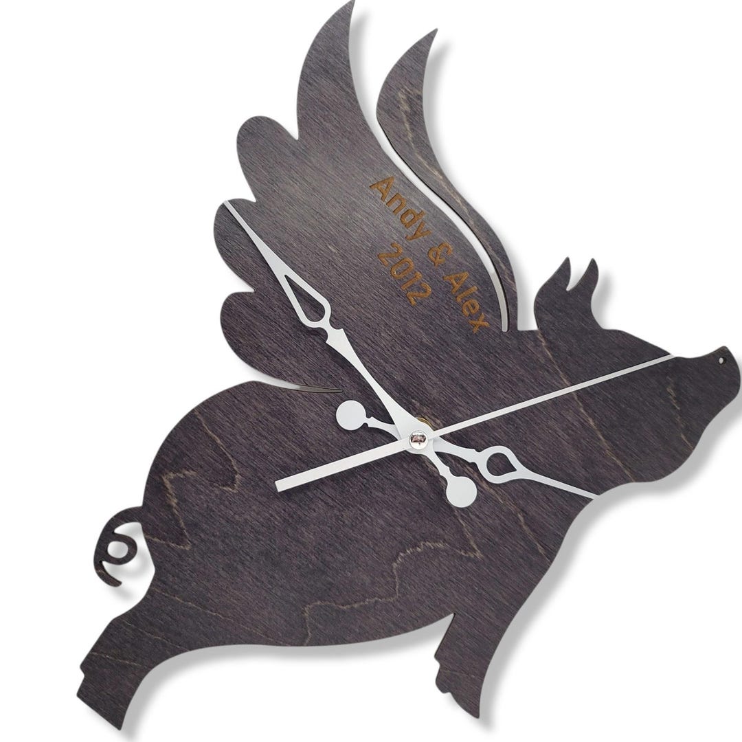 Personalized Moms Gift, Pigs Fly Clock, Flying Pig Décor, Pig With ...