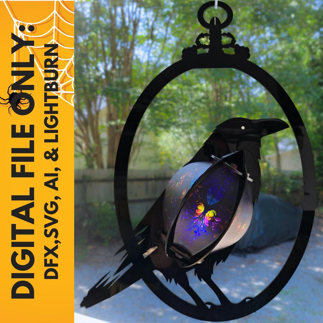 Raven Halloween Lantern SVG, 3D Fall Design (laser Cut Files) - Etsy