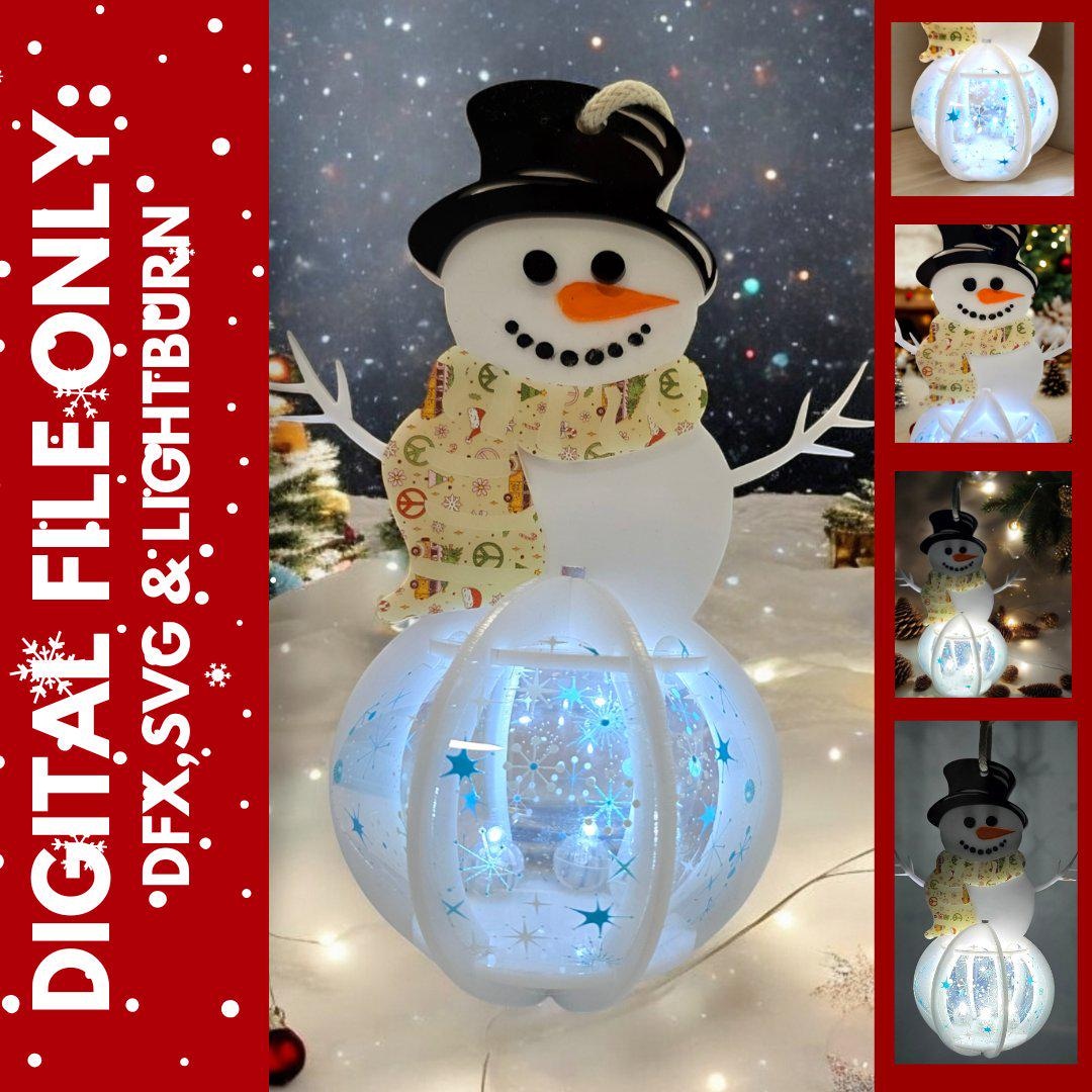 Snowman Lantern SVG: Holiday Craft Cut File (digital Download) - Etsy