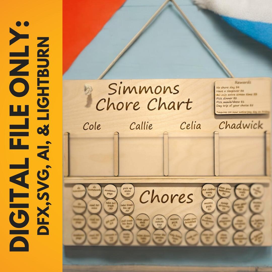 Back to School Chore Chart, Glowforge, Laser Cut File, SVG, DFX, AI ...