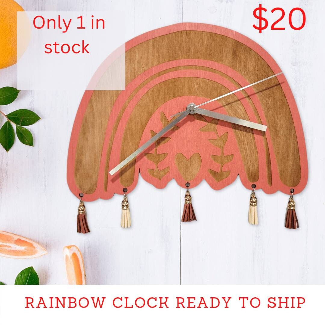 SEE ITEM DETAIL, Boho Rainbow Wall Clock, Boho Housewarming Gift ...