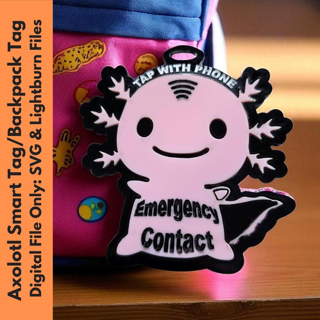 Axolotl Smart Tag SVG, Emergency Contact Label (digital Download) - Etsy