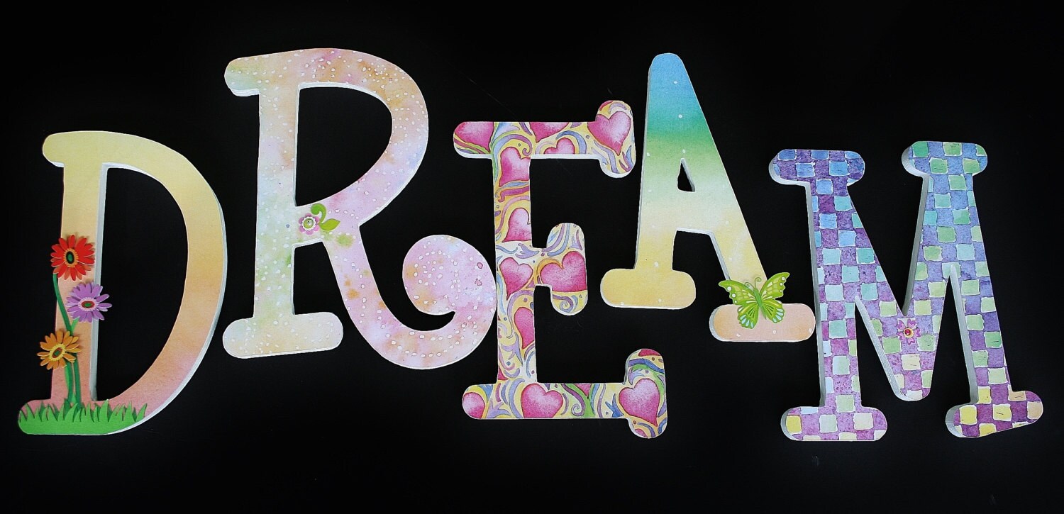 Custom Wood Letters, DREAM, Sunrise, Sunset, Baby Nursery Decor, Teen ...