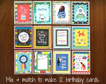 DIY Retro Christmas Card Kit, 12 Holiday Greeting Card Making Craft Set ...