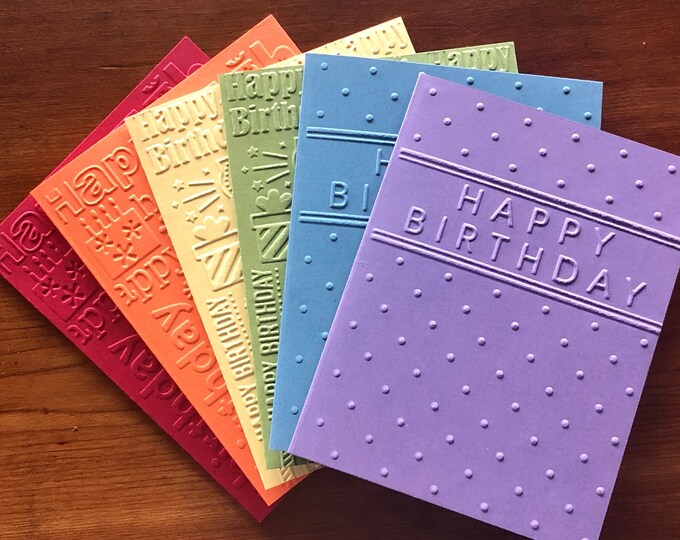 Happy Birthday Embossed Card Set of 6, Birthday Note Card Set, Bday ...