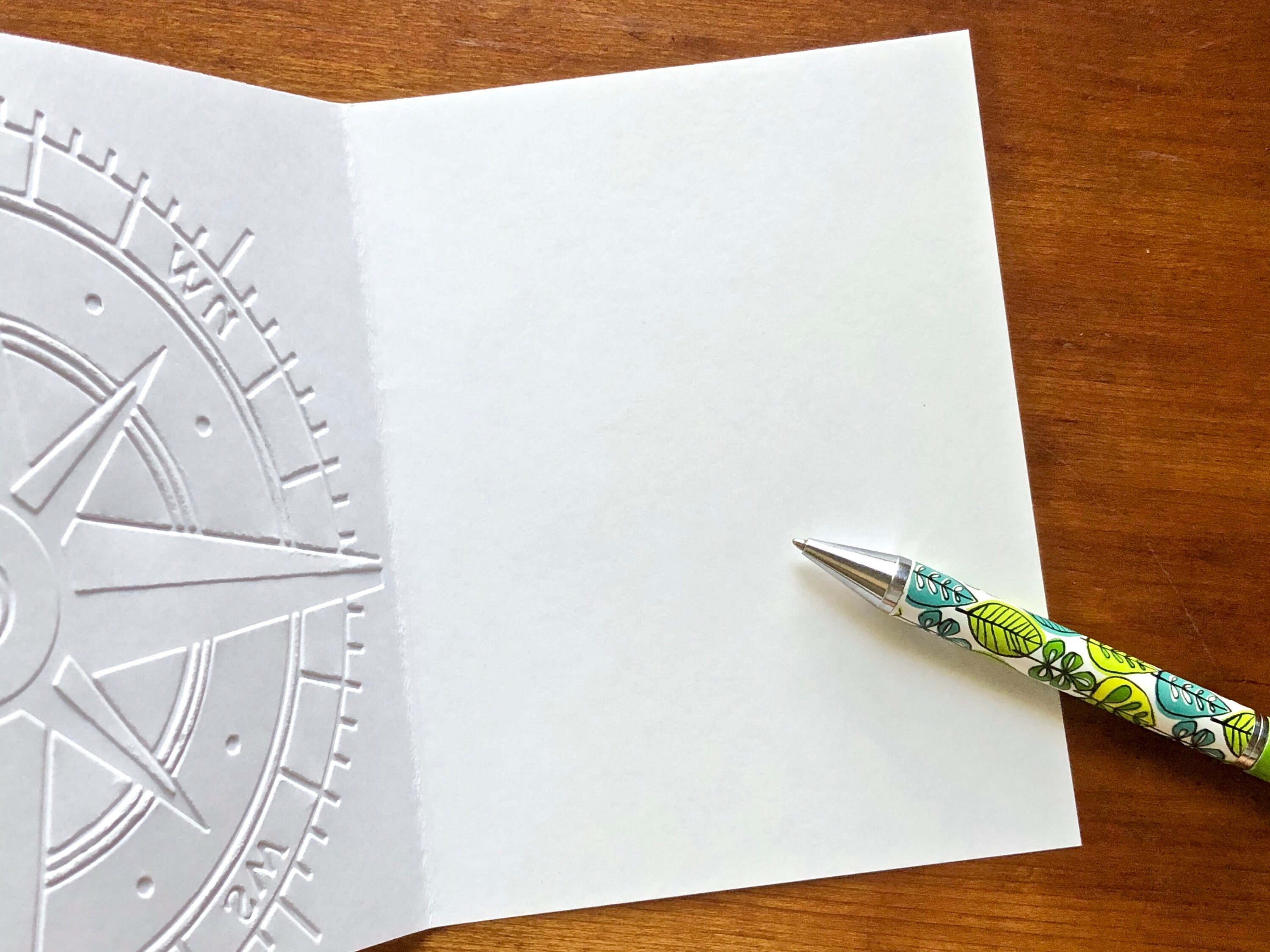 8 White Embossed Compass Cards, Blank Compass Rose Note Card Set ...