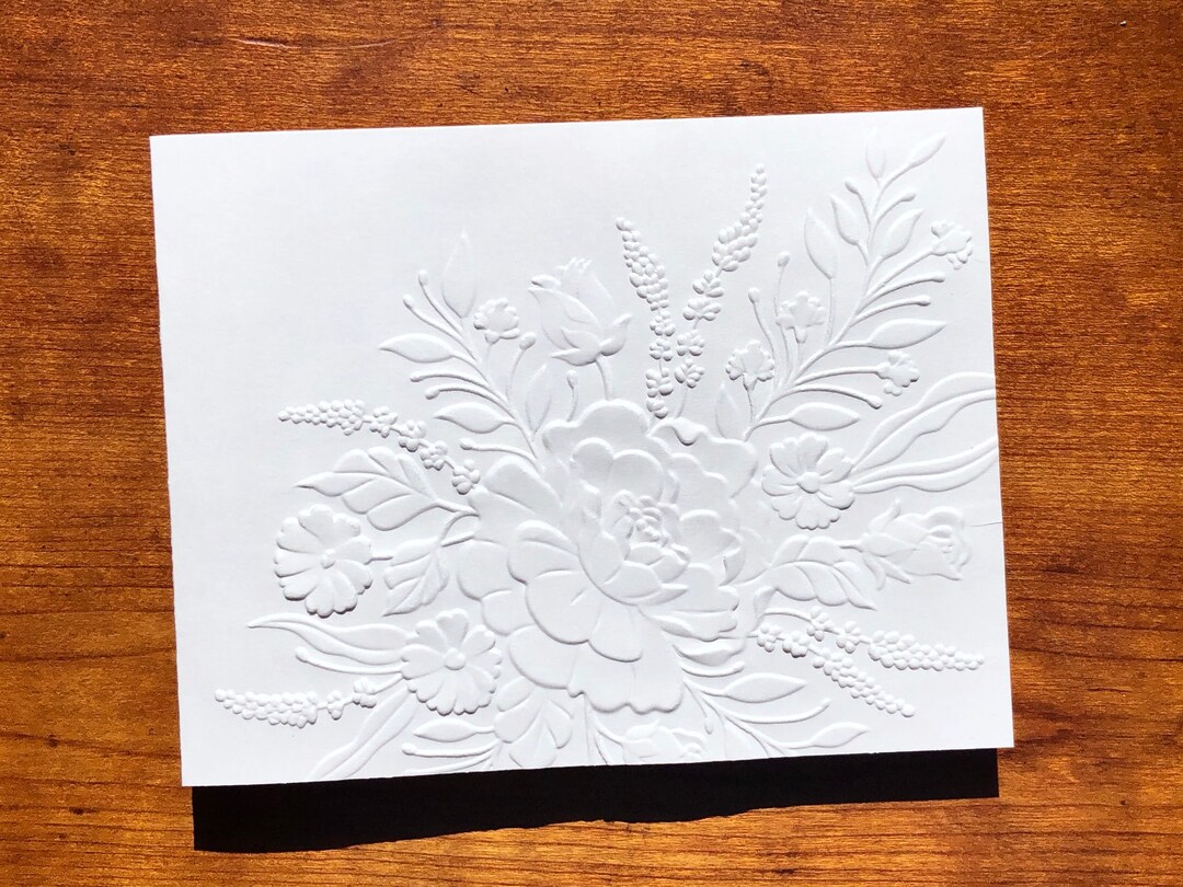 8 3D Embossed Floral Cards, White Flower Note Card Set, Blank Botanical ...