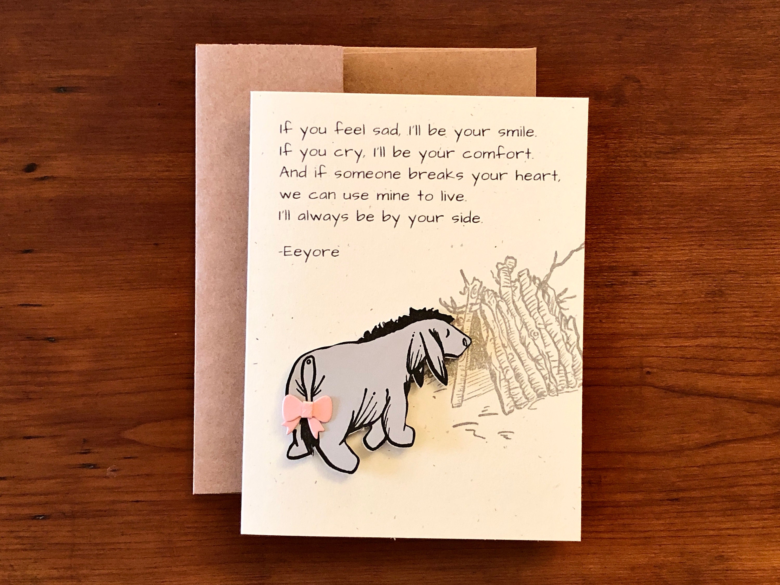 Classic Winnie the Pooh Cards, Eeyore Quote Encouragement Note Card ...