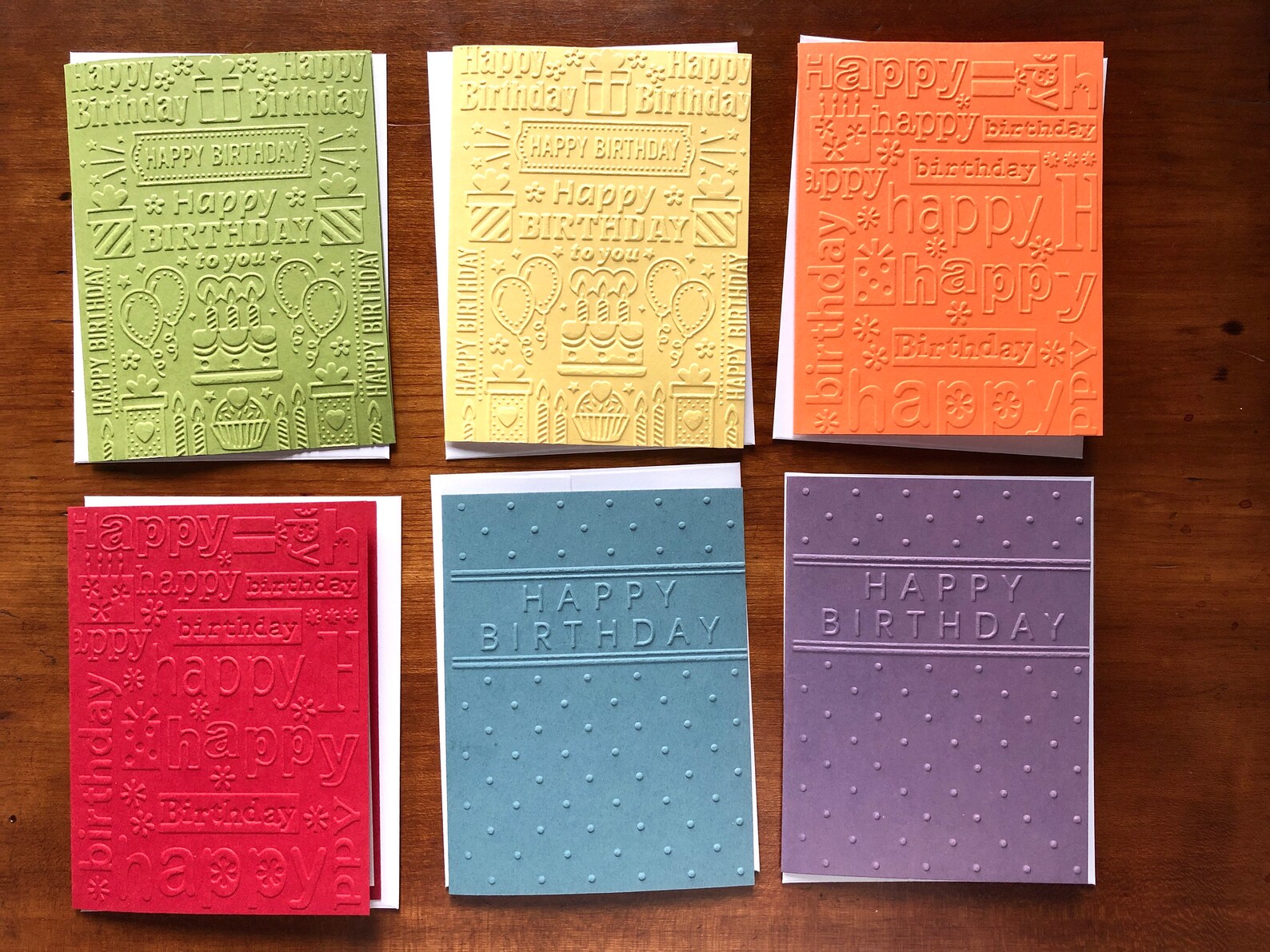 Happy Birthday Embossed Card Set of 6, Birthday Note Card Set, Bday ...