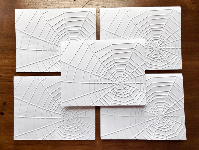 8 White Halloween Note Card Set Spiderweb Stationary Notes | Etsy