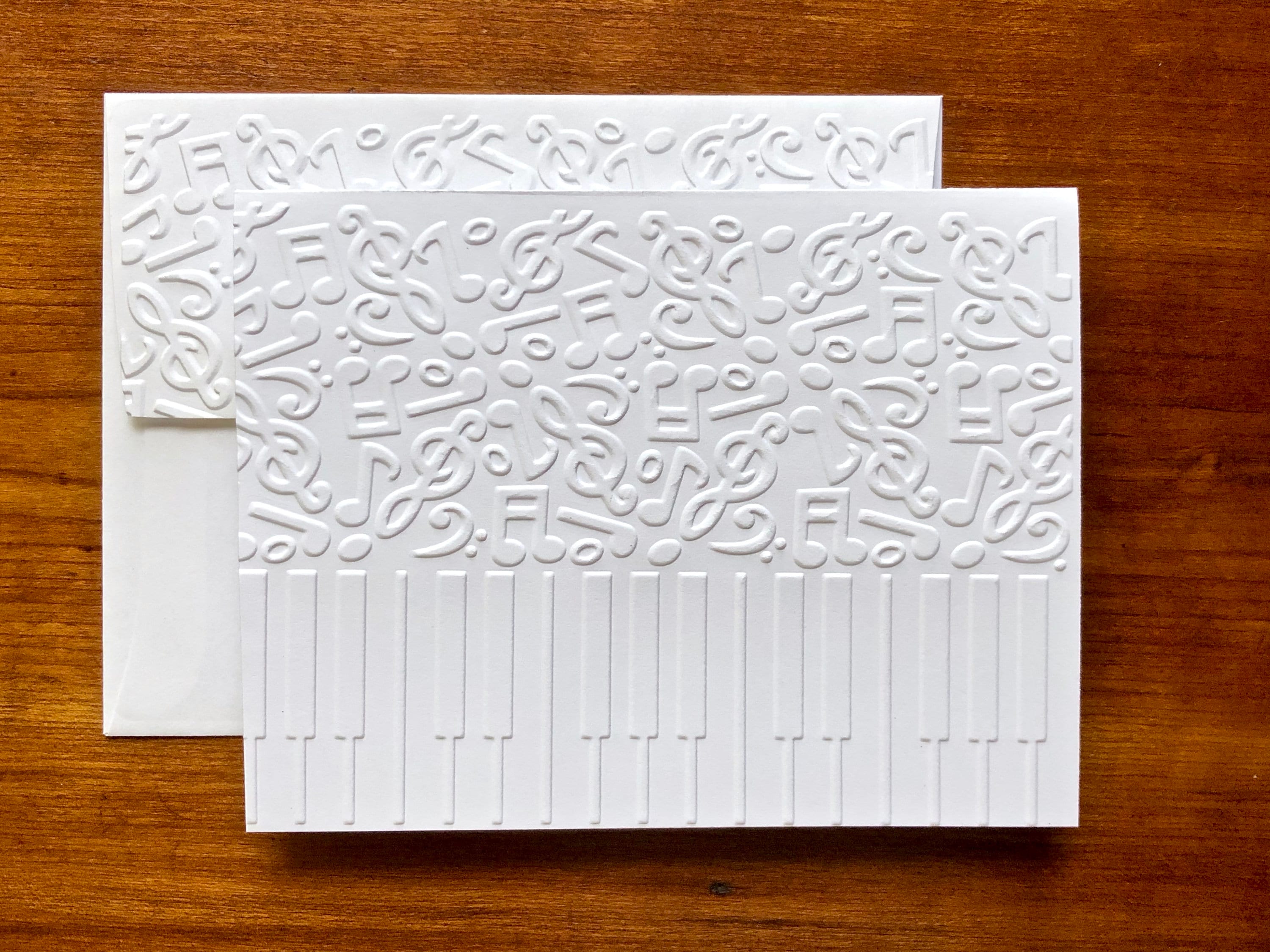 8 Music Cards Embossed Piano Note Card Set Musical Writing | Etsy
