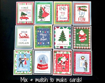 DIY Retro Christmas Card Kit, 12 Holiday Greeting Card Making Craft Set ...