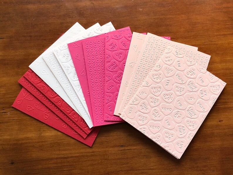 12 Valentine Note Cards, Variety Card Set, Embossed Valentine's Day ...