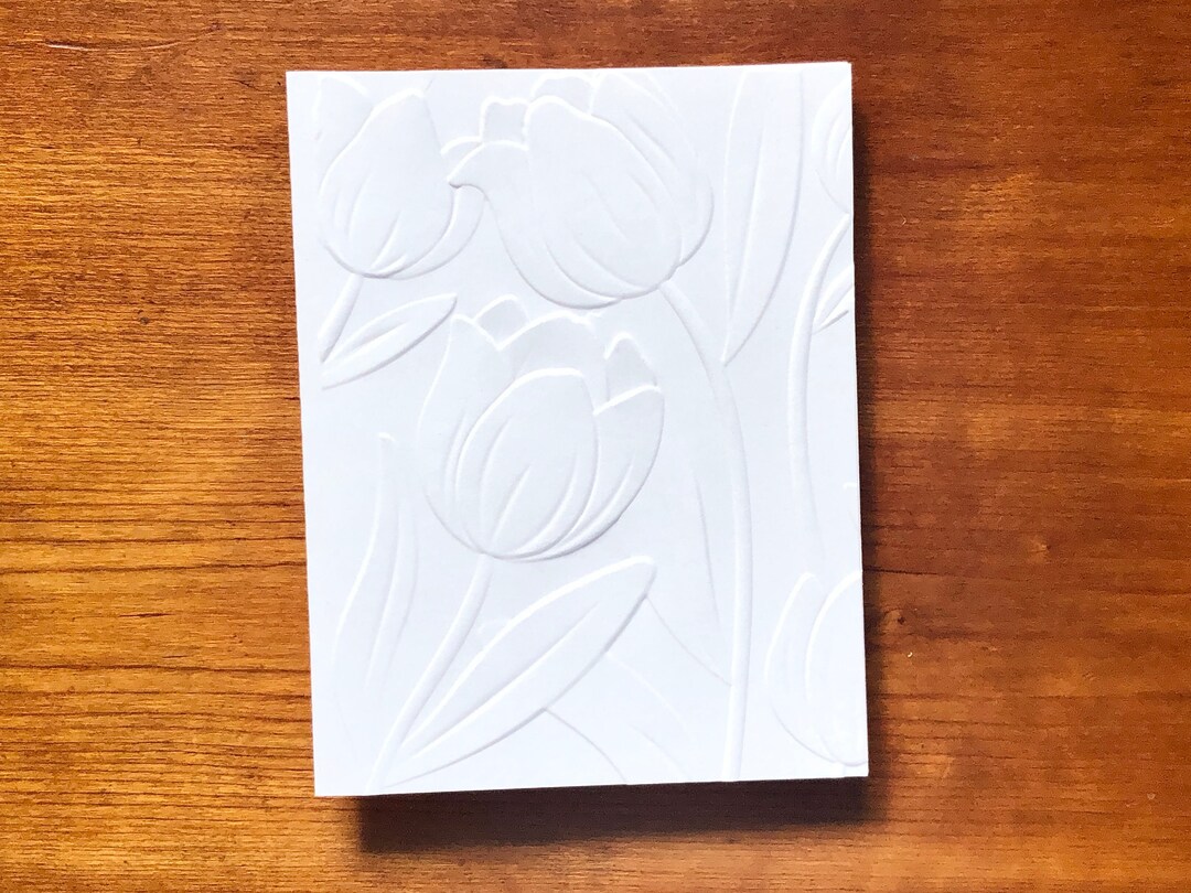 8 3D Embossed Tulip Cards, White Elegant Card Set, Blank Floral Writing ...