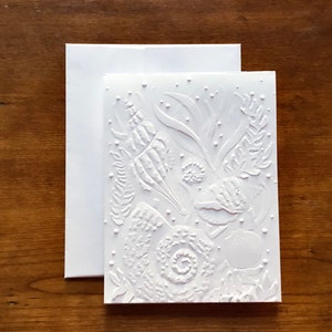 8 3D Seashell Note Cards, White Embossed Ocean Note Card Set, Blank Sea ...