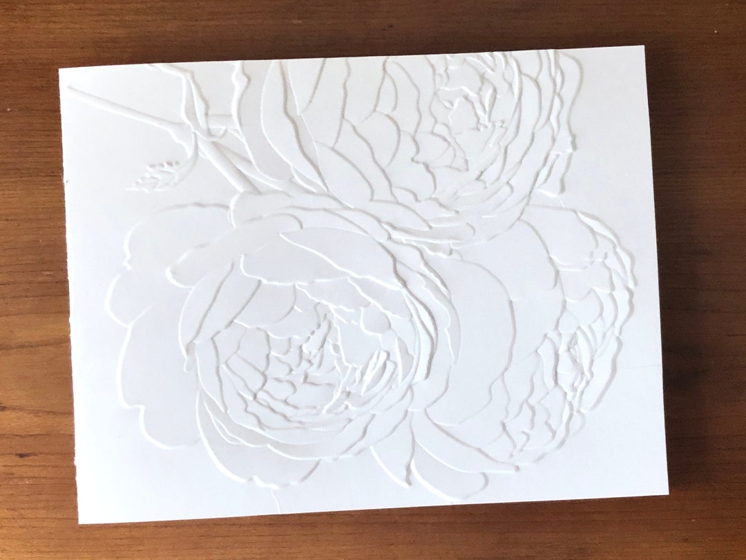 8 3D Embossed White Ambridge Rose Flower Cards, Floral Bouquet Note ...