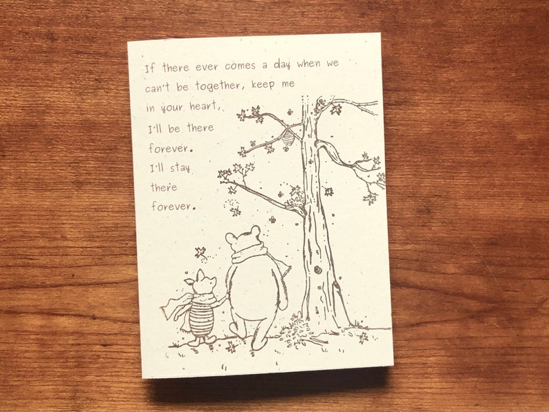 Winnie the Pooh & Piglet Friendship Quote Note Cards, Anniversary or ...