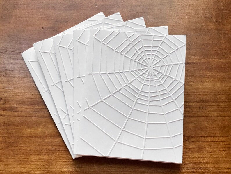 8 White Halloween Note Card Set Spiderweb Stationary Notes | Etsy
