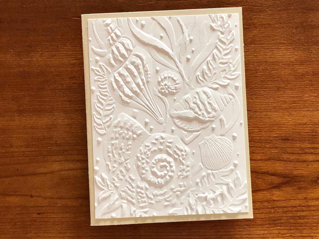6 3D Embossed Seashell Note Cards, Ocean Note Card Set, Blank Sea Life ...