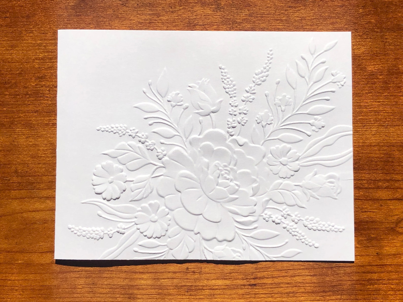8 3D Embossed Floral Cards, White Flower Note Card Set, Blank Botanical ...